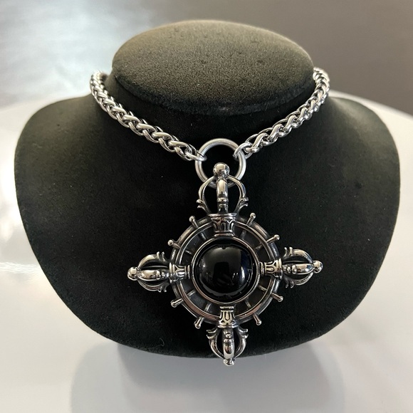 Silverskylight | Jewelry | Big Onyx Stainless Steel Cross Compass ...
